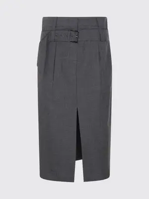 Brunello Cucinelli Virgin Wool Midi Pencil Skirt With Belt