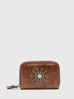 HTC LOS ANGELES Cowhide Leather Wallet With Embroidery - Brown
