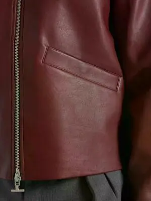 Manière De Voir Yves In Wine Minimal Leather Jacket