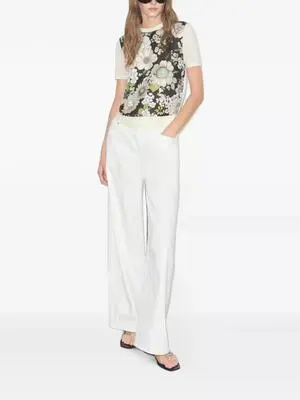 Tory Burch Silk-front Wool Top - Neutrals