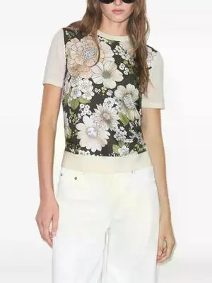Tory Burch Silk-front Wool Top