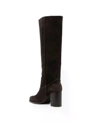 Maje Tripos Leather Round-toe Boots - Brown