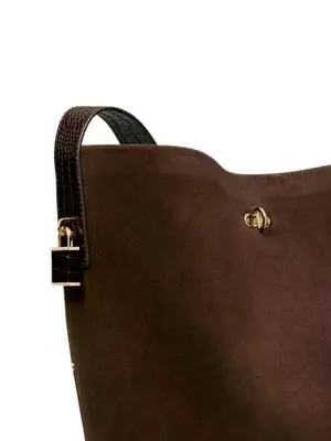 Tory Burch Lock Suede Slim Bucket Bag