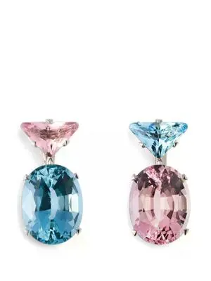 Prada Couleur Vivante Morganite And Aquamarine Pendant Earrings - Silver