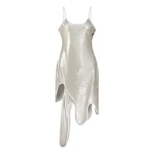 ÚCHÈ Sequin Wavy Midi Dress - Silver