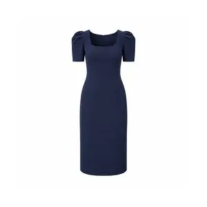GIRL IN MIND Aveline Seam Detail Midi Dress - Blue