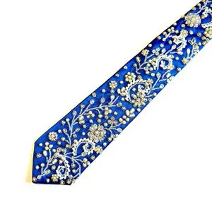 ZARS LONDON Midnight Bloom Luxe Tie - Blue