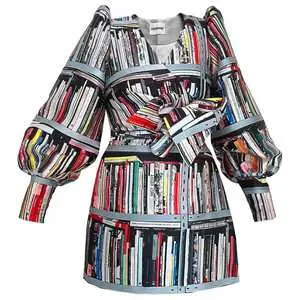 MAXJENNY Wrap Mini Dress Bookshelf Of Art - Grey