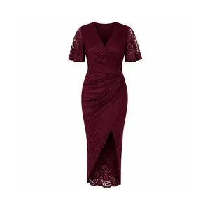 GIRL IN MIND Natasha Angel Sleeve Wrap Midi Dress - Red