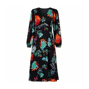 YUMI Floral Midi Dress With Long Sleeves