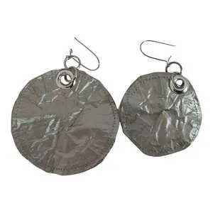 ROMER MILLINERY Metallic Silk Coin Earrings - Silver