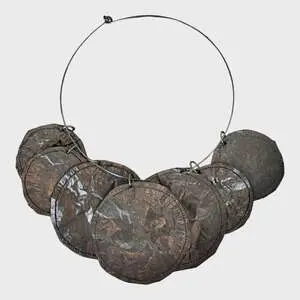 ROMER MILLINERY Metallic Silk Coin Choker - Silver