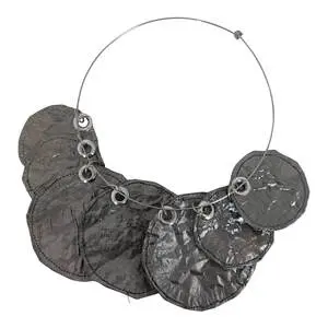 ROMER MILLINERY Metallic Silk Coin Choker - Silver