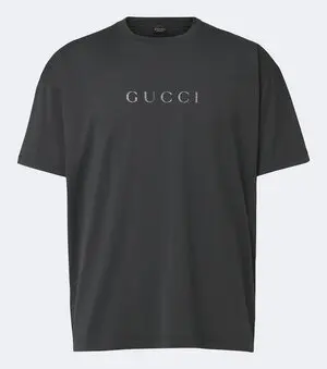 Gucci Logo Cotton Jersey T-shirt - Grey
