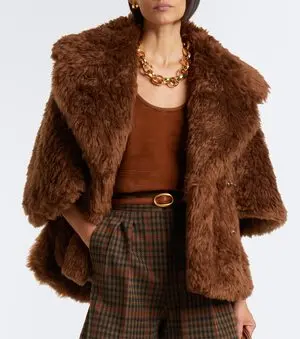 Max Mara Wool And Cashmere-paneled Suede Top - Brown