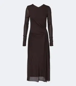 Max Mara Elegante Gathered Crepe Jersey Midi Dress