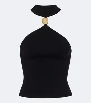Simkhai Renlen Embellished Halterneck Wool Top - Black
