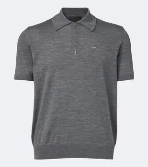 Prada Virgin Wool Polo Sweater - Grey