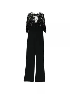 Zuhair Murad Lace-cape Embellished Jumpsuit - Black
