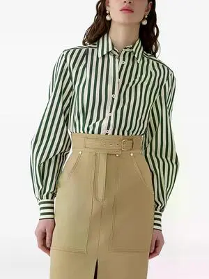 Carolina Herrera Belted Front-slit High-waisted Midi Skirt