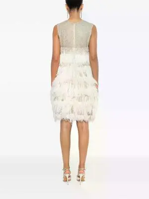 Naeem Khan Feather-trim Dress - Neutrals