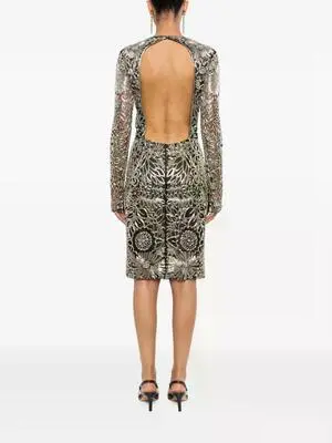 Naeem Khan Floral-beaded V-neck Dress
