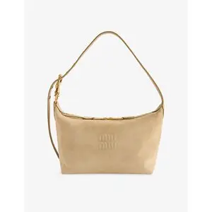 Miu Miu Spirit Small Suede Shoulder Bag - Ecru