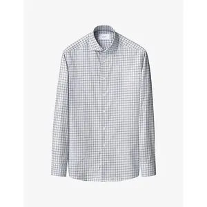 Eton Checked Slim-fit Cotton-twill Shirt - Light Blue