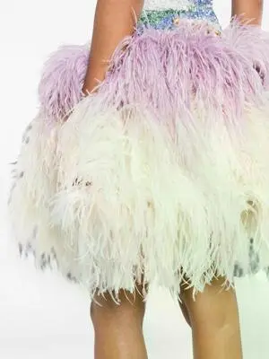 GEORGES HOBEIKA Embellished Feather-skirt Dress