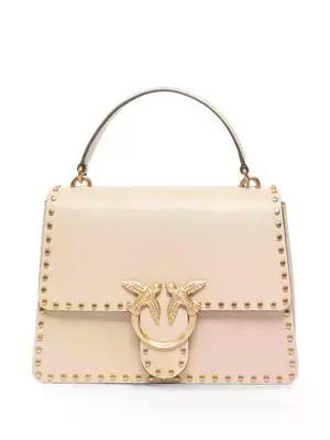 Pinko Love Birds Stud-embellished Tote Bag - Neutrals