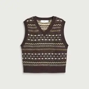 DUNST Crafted V-neck Knit Vest - Deep Brown