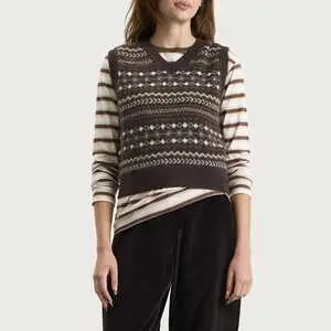 DUNST Crafted V-neck Knit Vest - Deep Brown