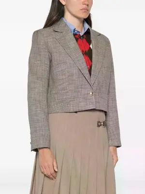 Maje Checked Cropped Blazer