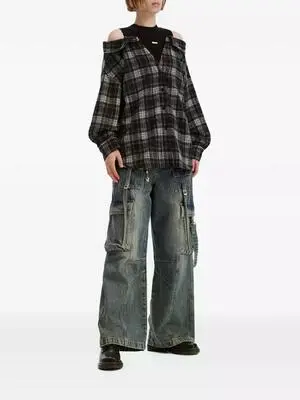 MUSIUM DIV. Check-pattern Layered-effect Shirt - Black