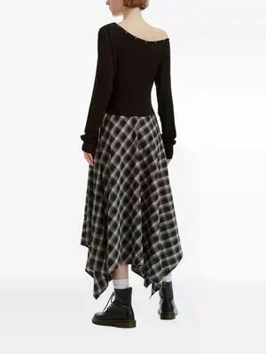 MUSIUM DIV. Checkered-skirt Asymmetric Midi Dress
