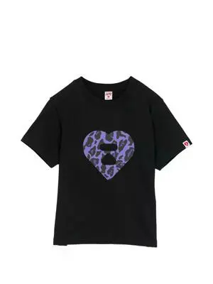 AAPE BY *A BATHING APE Heart-print Logo-patch T-shirt - Black