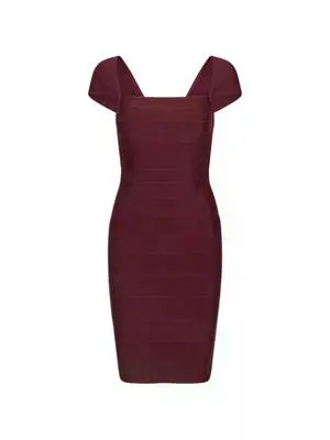 ROTATE BY BIRGER CHRISTENSEN Midi Fitted Knit Dress Dark