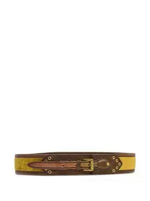 Gucci 1990-2000s Velvet-panel Leather Belt - Brown