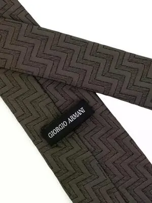 Giorgio Armani Chevron-pattern Tie - Neutrals