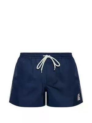 Balmain Side-stripe Logo-patch Swim Shorts - Blue