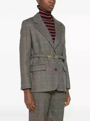 Maje Belted Checked Blazer