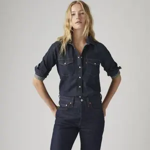 LEVI'S Iconic Western Linen And Denim Shirt - Blue