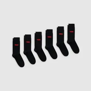 LEVI'S Regular Cut Batwing Logo Socks 6 Pack - Black
