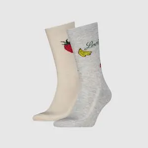 LEVI'S Regular Cut Fruit Socks 2 Pack - Grey