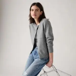 LEVI'S Supersoft Crewneck Cardigan - Grey