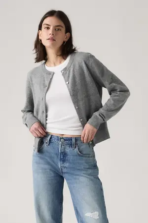 LEVI'S Supersoft Crewneck Cardigan - Grey