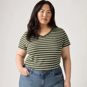 LEVI'S Striped V-neck T-shirt - Green