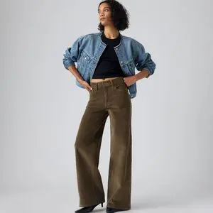 LEVI'S 728 High Rise Wide Leg Corduroy Trousers - Brown