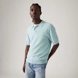 LEVI'S Sweater Knit Cotton Linen Polo - Grey