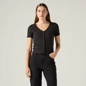 LEVI'S Muse Short-sleeve V-neck Knit Top - Black